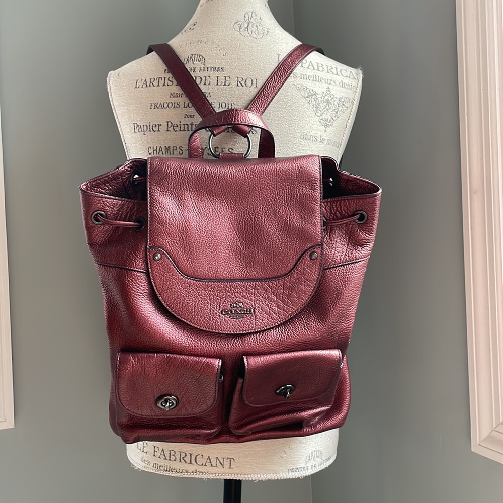Rare Coach Billie Metallic Copper/Mauve Backpack Euc - Gem